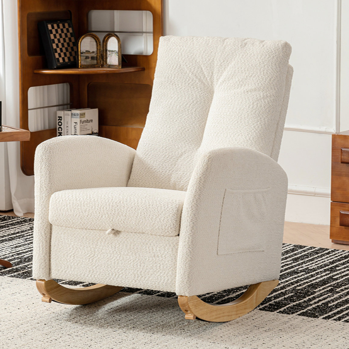 Corrigan Studio® Modern Style Accent Rocking Chair With Footrest High ...