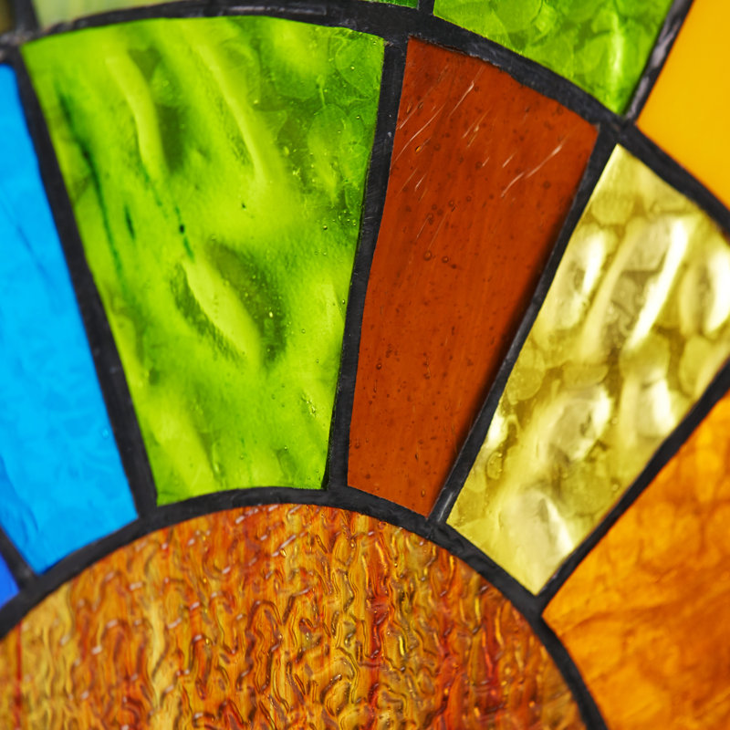 Fleur De Lis Living 12"H Tiffany Style Rays of Sunshine Stained Glass ...
