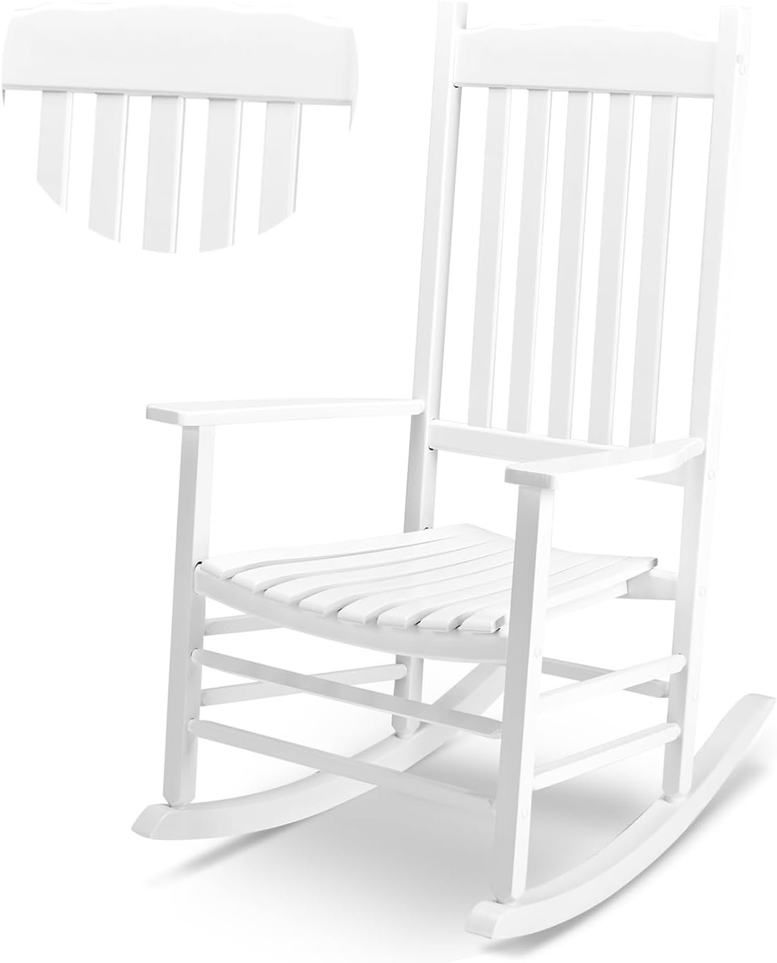 Dovecove Solid Wood High Back Rocking Chair for Porch Patio Fire Pit ...