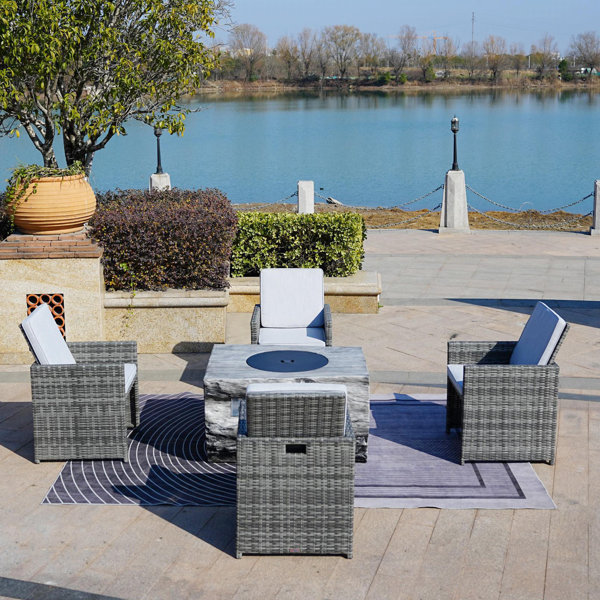 DirectWicker 5 Piece Complete Patio Set with Cushions | Wayfair