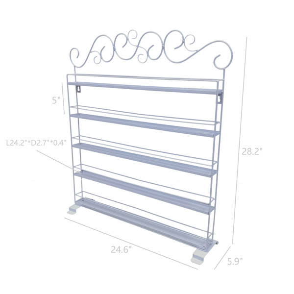 Rebrilliant White Metal Nail Polish Mountable 5 Tier Organizer Display ...