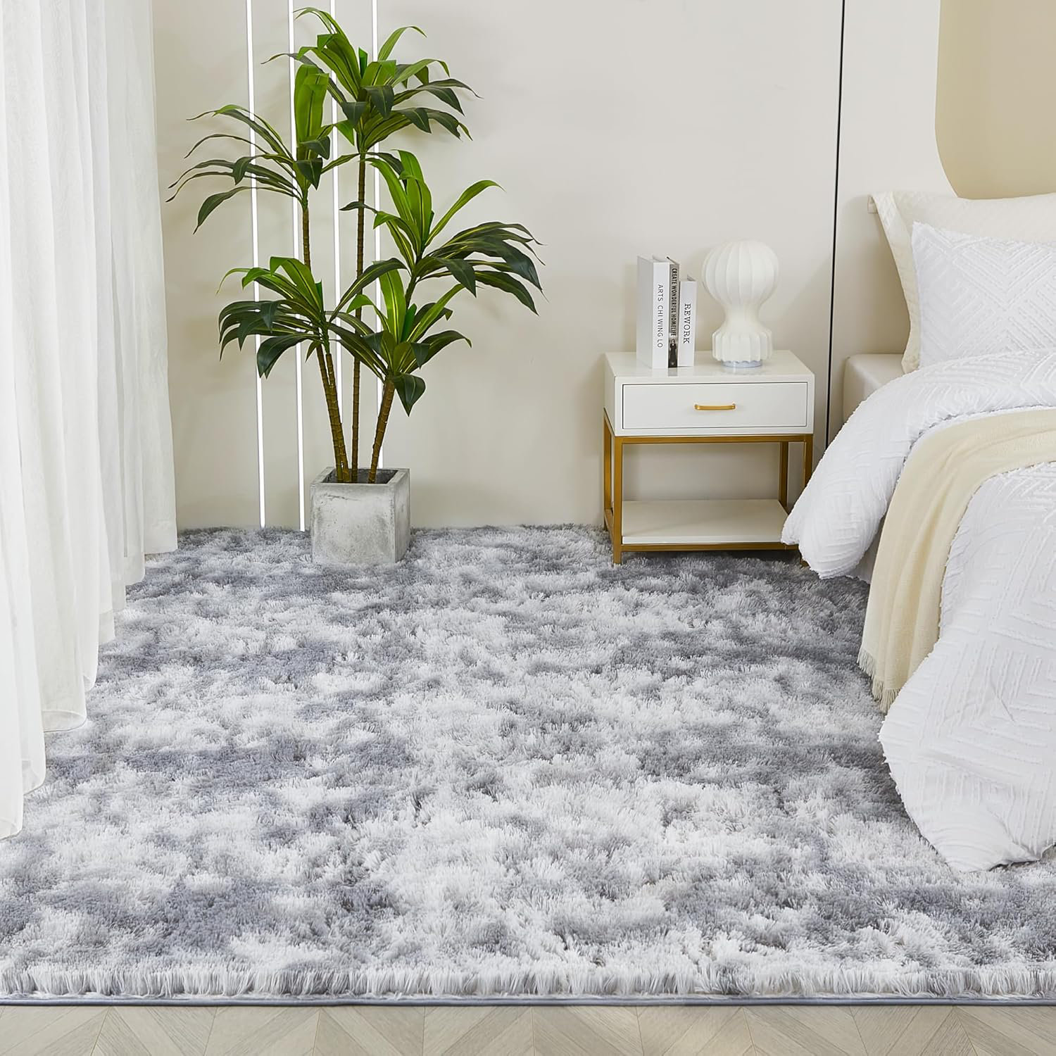 Everly Quinn 4X6 Feet Light Grey Fuzzy Area Rugs For Bedroom | Wayfair