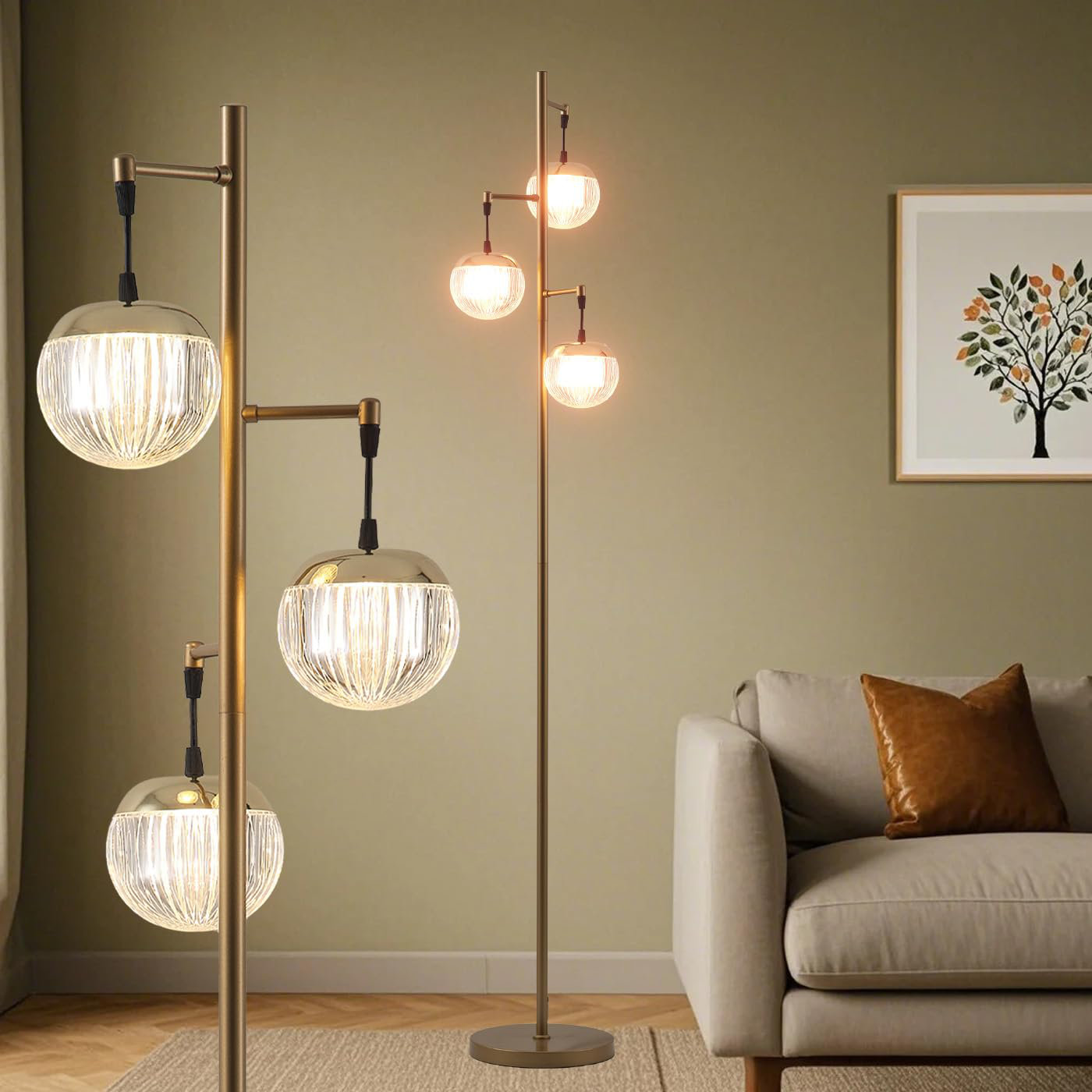 Ebern Designs Floor Lamps For Living Room, Mid Century Globe Tree ...