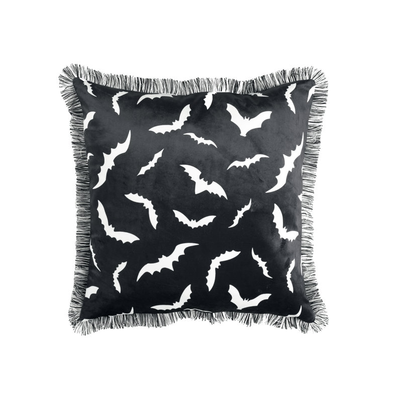 Lush Decor Swarm Of Bats Halloween Feathers Square Throw | Wayfair