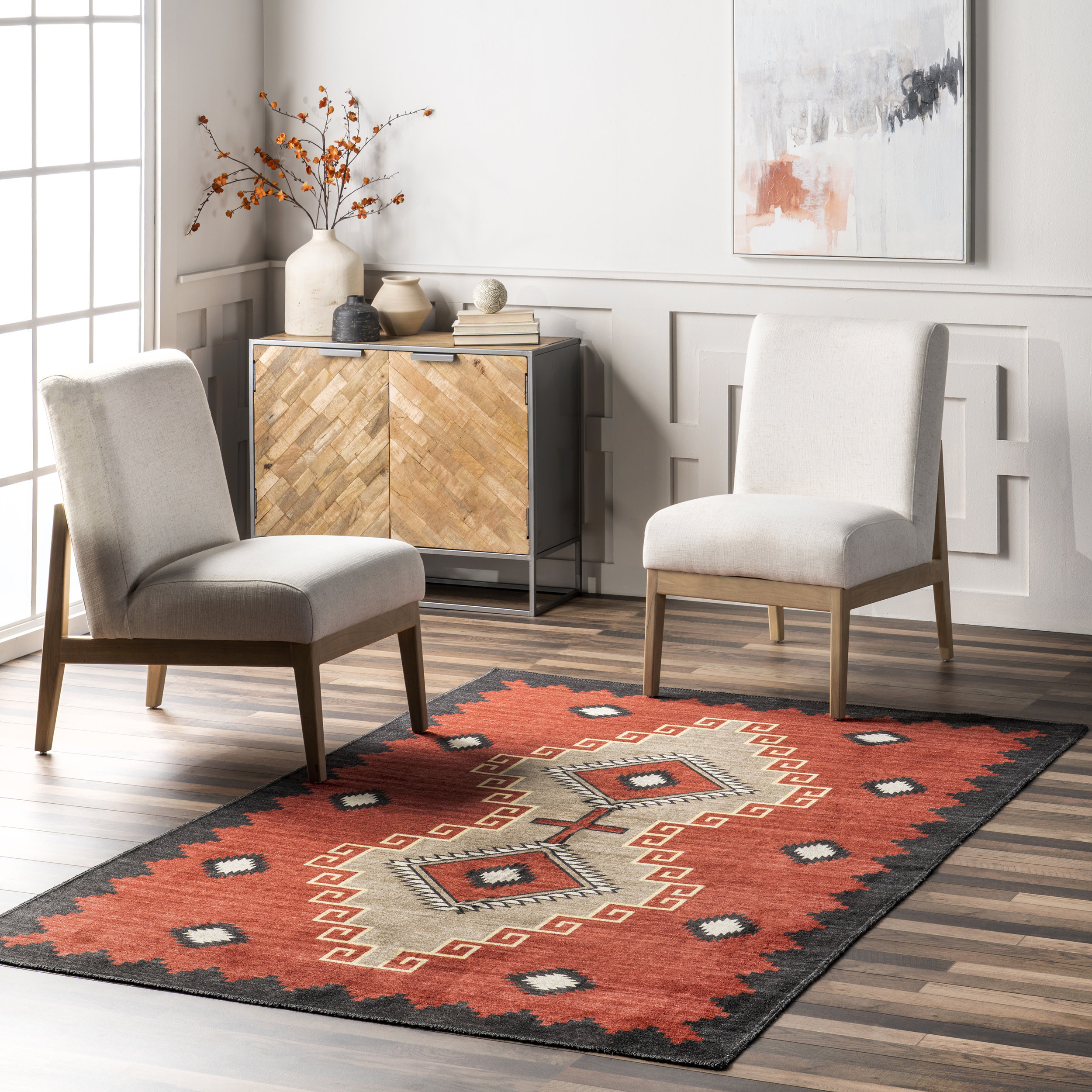 The Twillery Co.® Suffolk Aztec Machine Washable Area Rug & Reviews ...