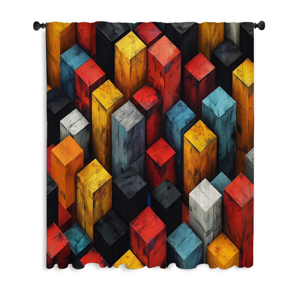 Wildon Home® Geometric cubes Window Curtains, Cool pattern Blockout ...