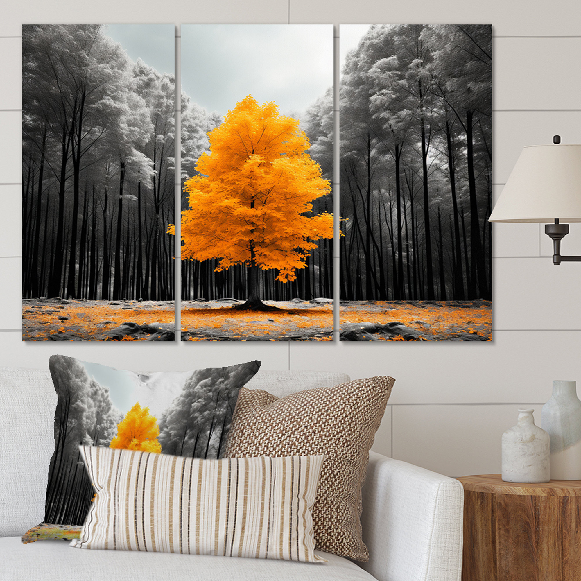 Ebern Designs Yellow Forest Whispering Giants II - Forest Wall Art ...