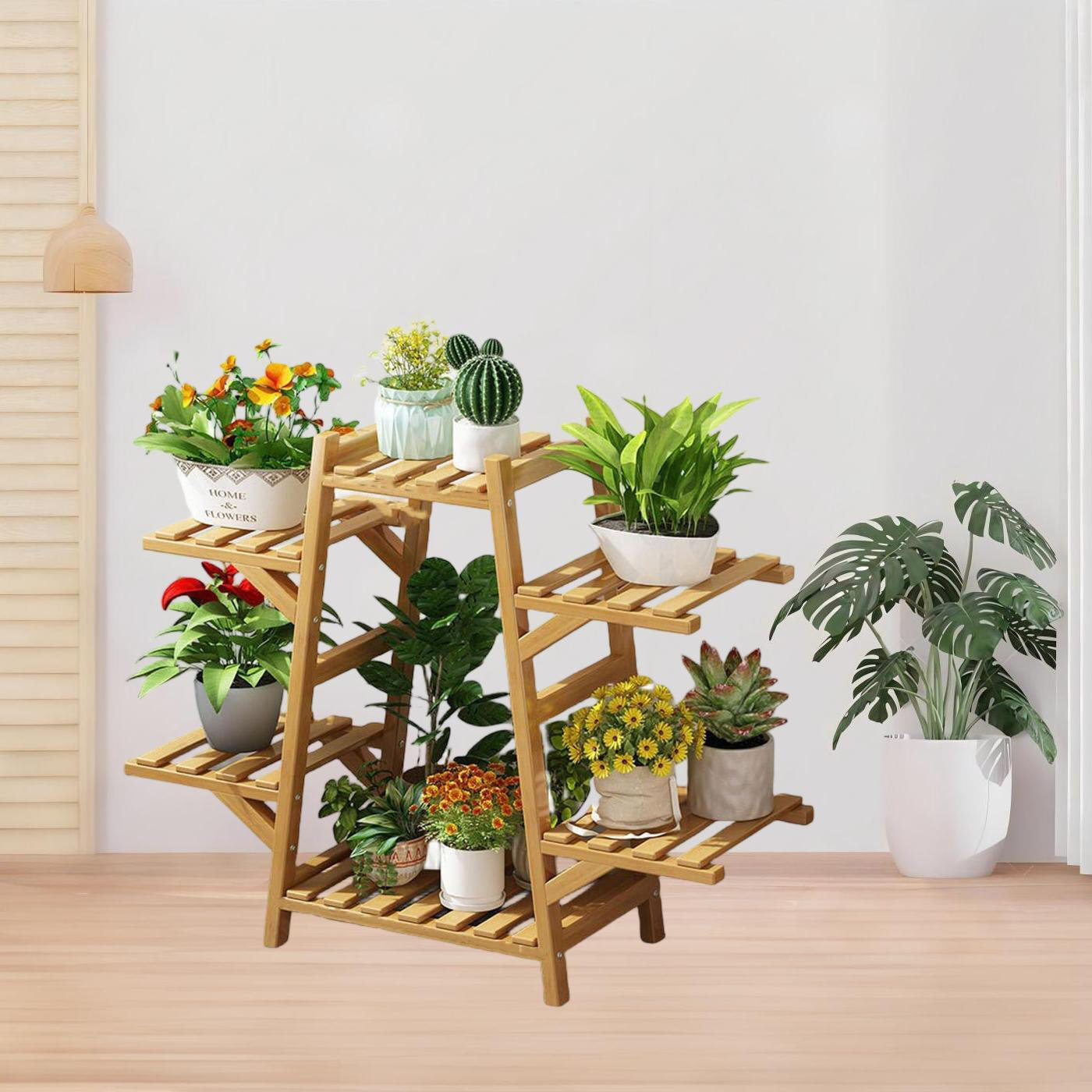 Latitude Run® 6 Tier Bamboo Plant Shelf Stand for Indoor and Outdoor ...