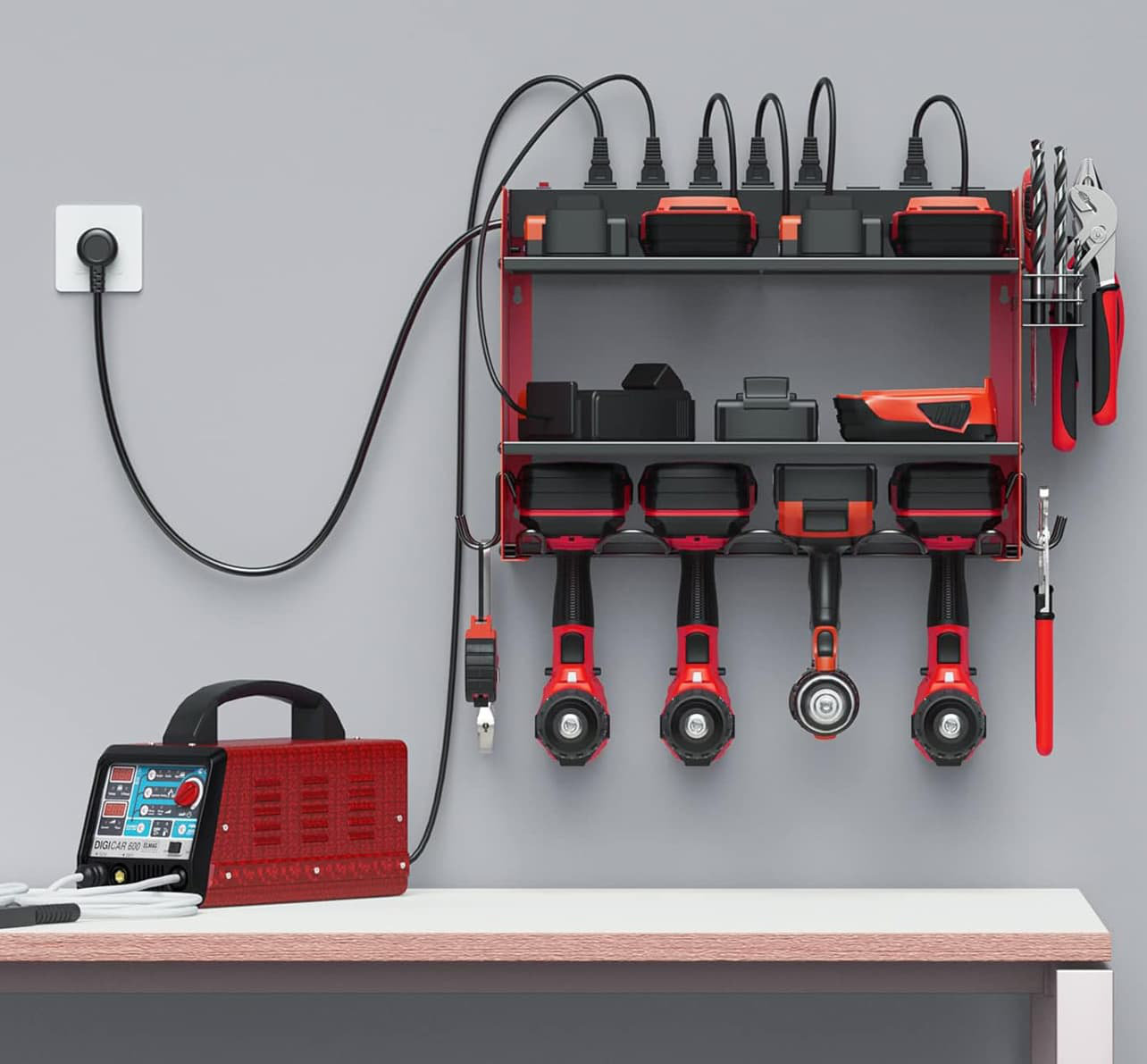CAFMEB Modular Wall Mount Power Tool Organizer with Charging Station ...