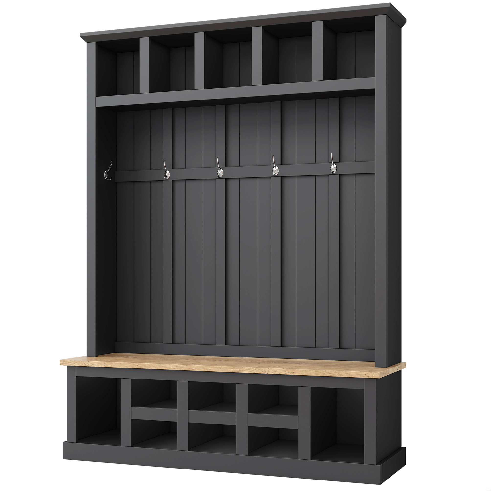 Red Barrel Studio® Wooden Style 78''H Hall Tree With Wide Storage ...