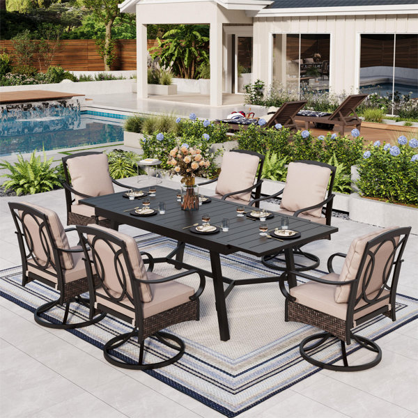 Lark Manor™ Argyri 6 - Person Outdoor Patio Dining Set with Extendable ...
