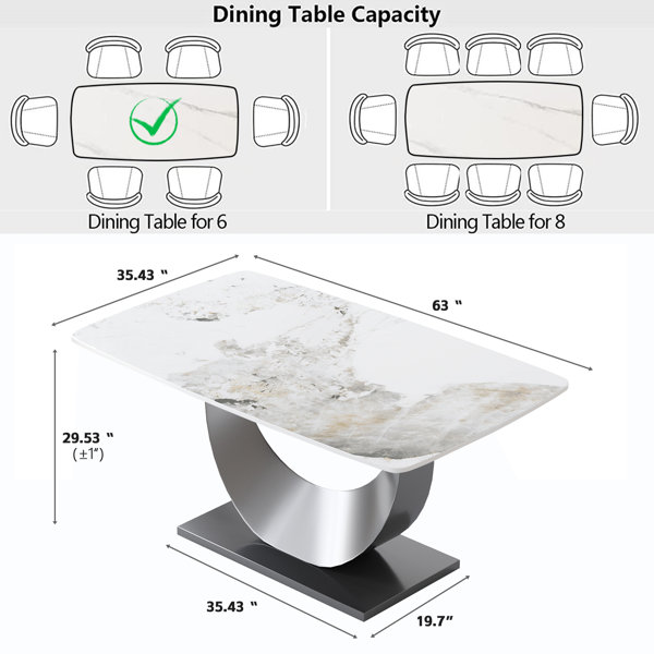 Orren Ellis 7 - Piece Stone Pedestal Dining Table Set & Reviews | Wayfair
