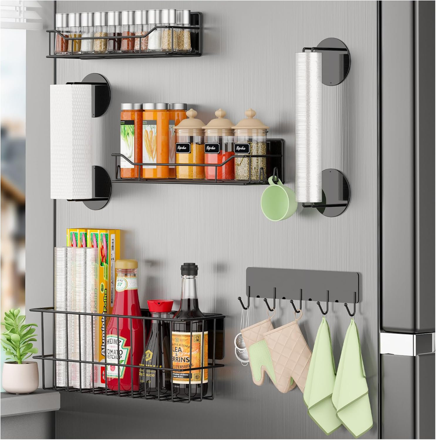 Mint Pantry® Magnetic Spice Rack For Refrigerator - 6 Pack Magnetic ...