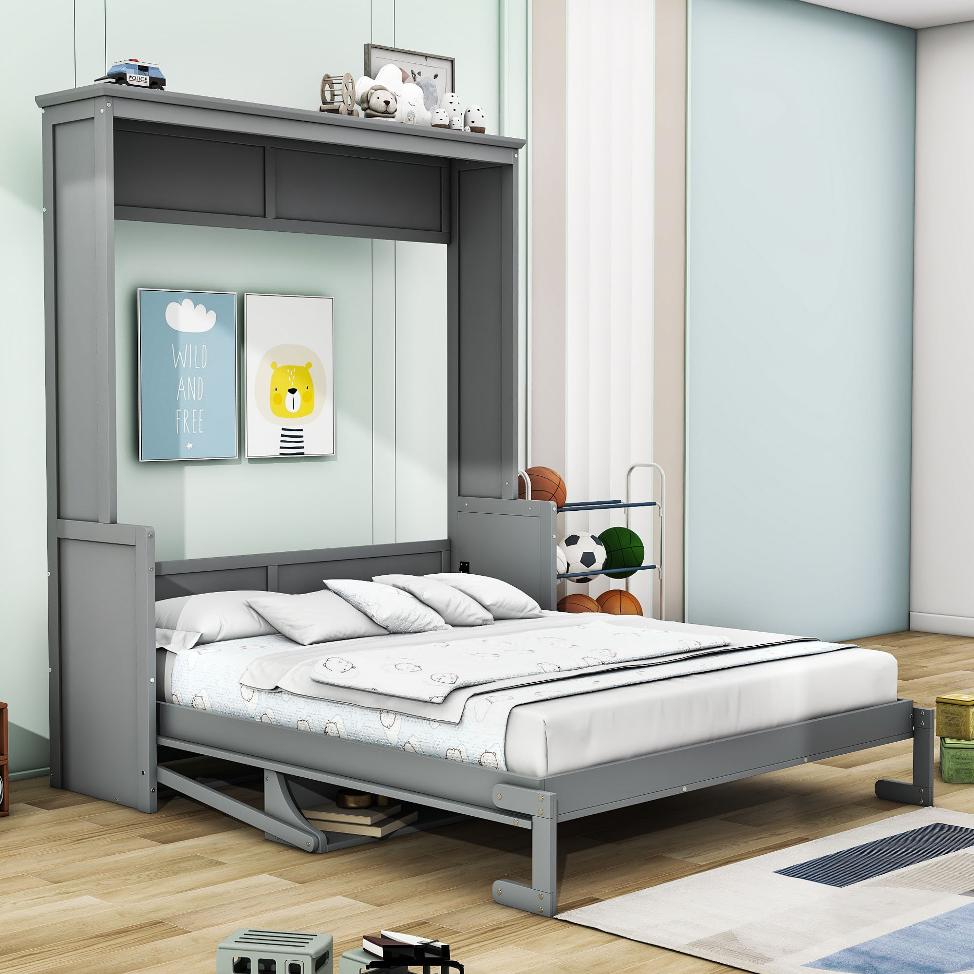 Wildon Home® Ayomiposi Queen Low Profile Storage Murphy Bed & Reviews ...