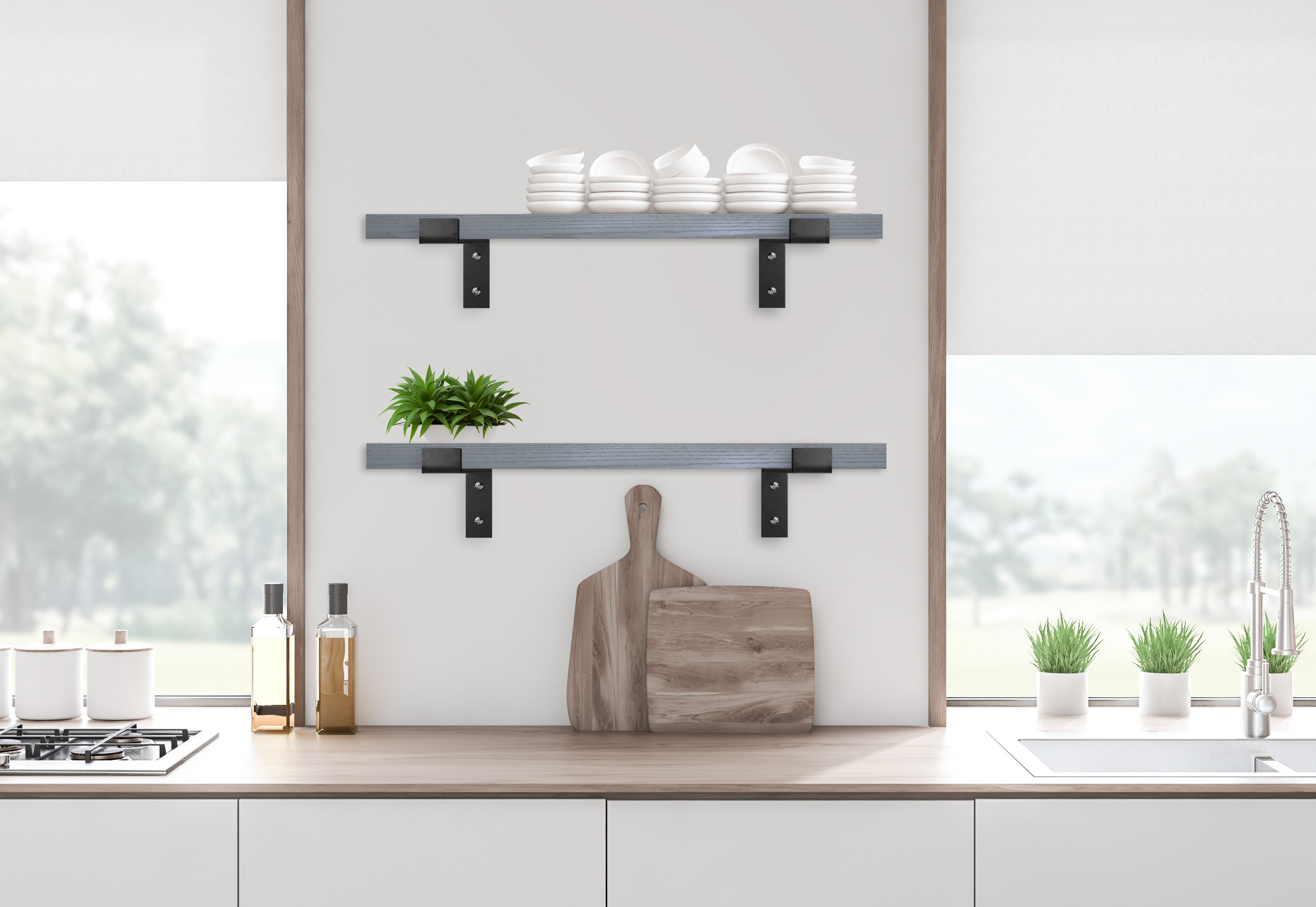 17 Stories Virdell Oak Bracket Shelf - Wayfair Canada
