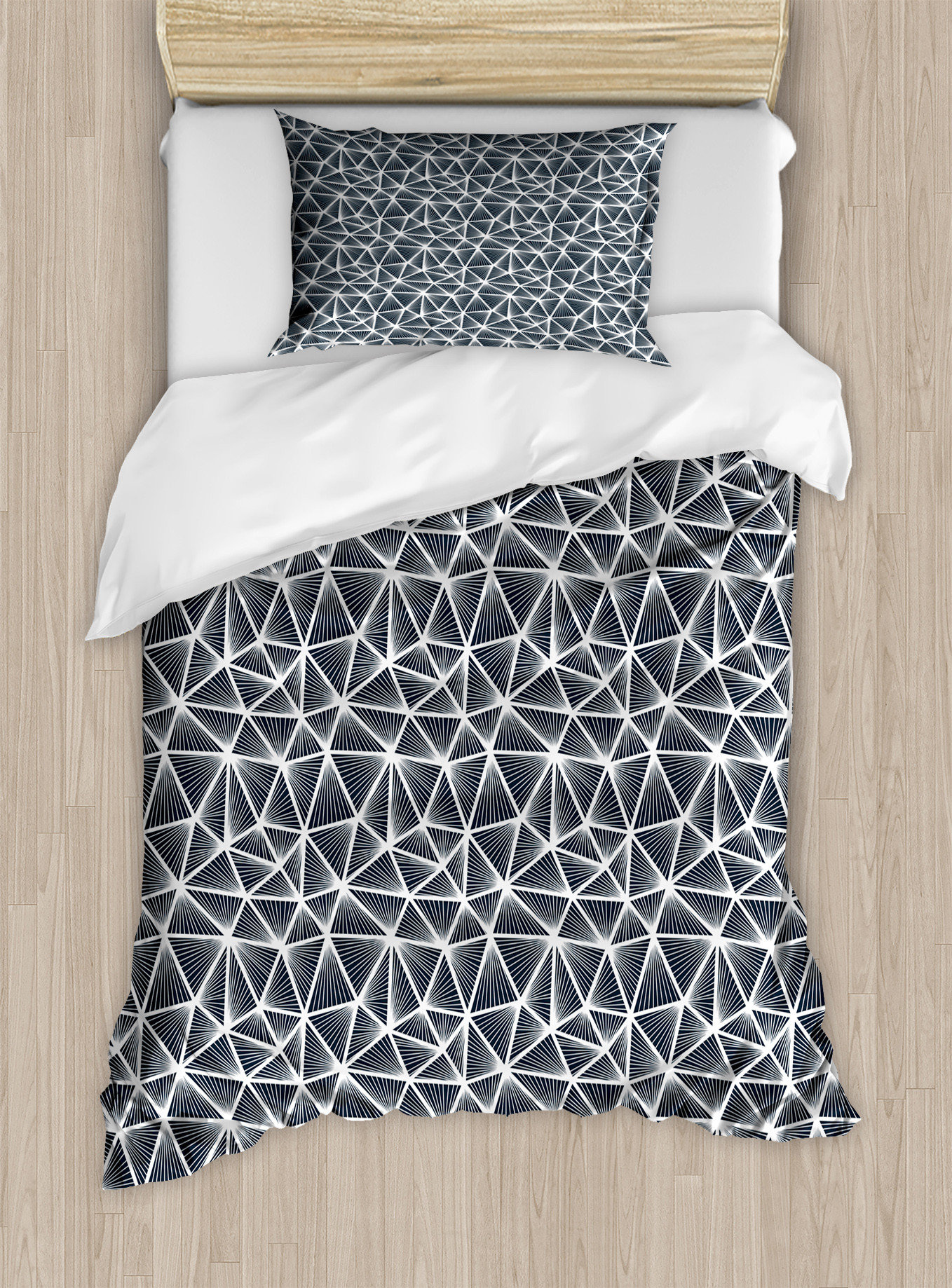 Ambesonne Geometric Duvet Cover Set, Triangular Shapes Lines, Twin ...