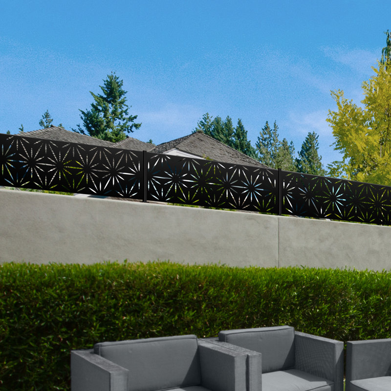 OUTDECO 16"x48" Stars Galvanized Steel Wall and Fence Extension Privacy ...