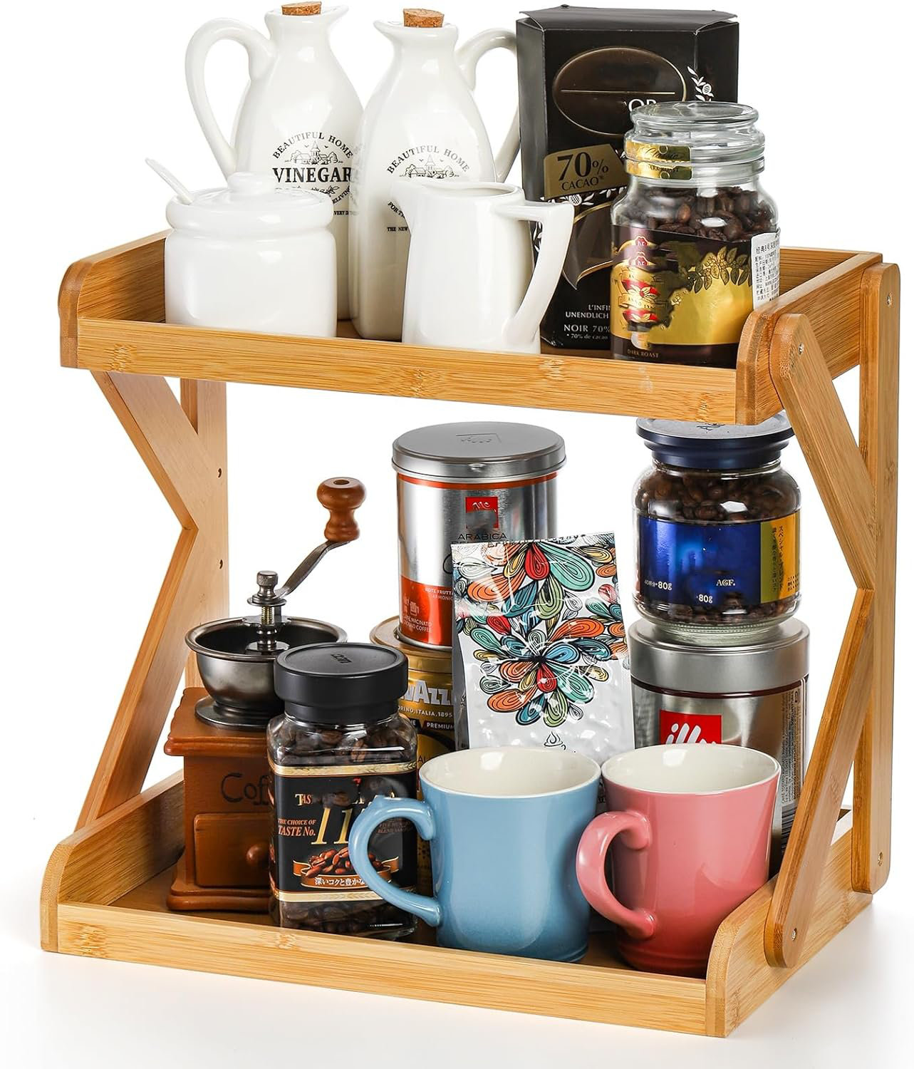 Ophelia & Co. Coffee Station Organizer Countertop, 2 Tier Kitchen ...