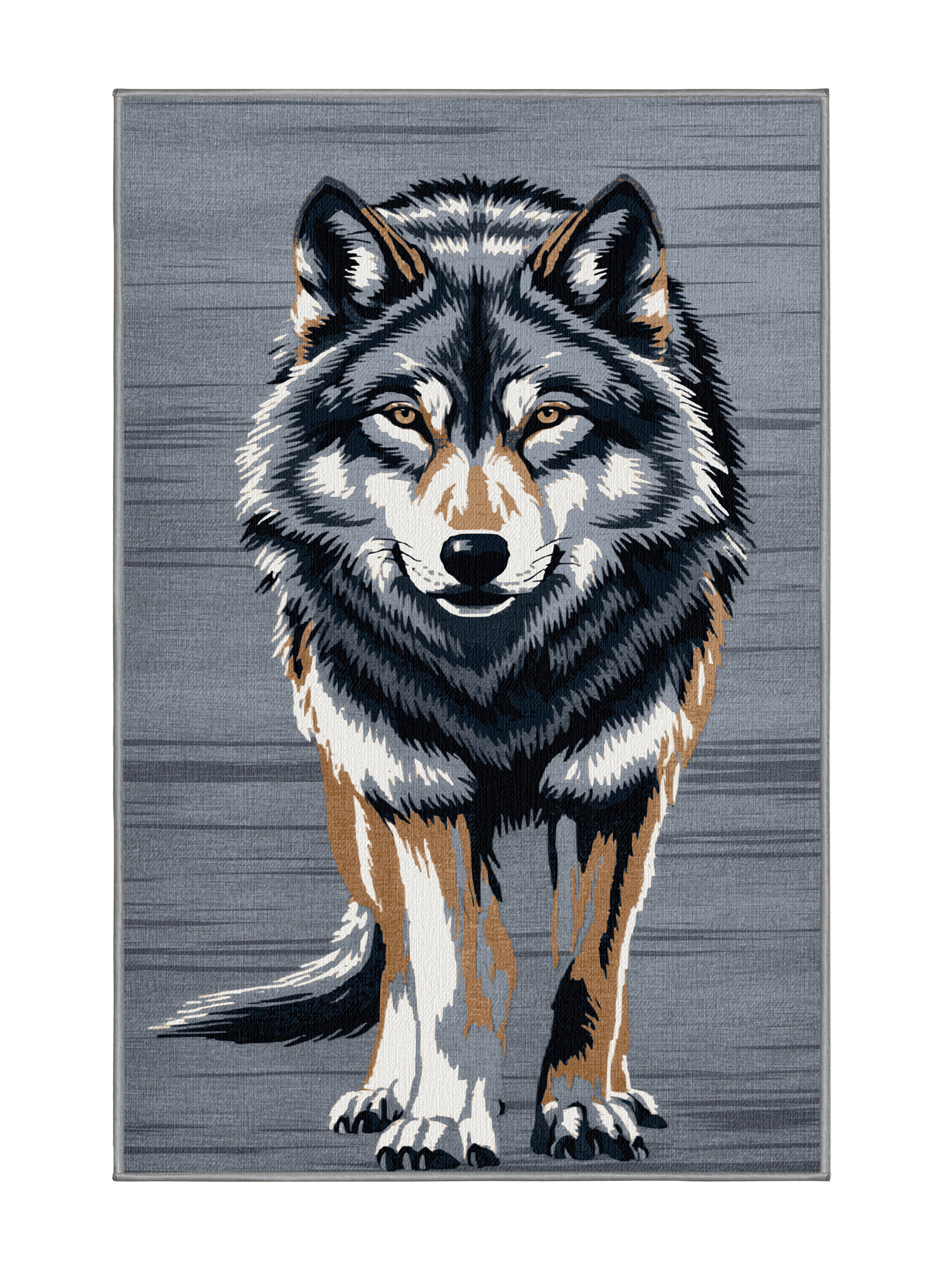 Foundry Select Washable Gray Wolf Wildlife Area Rug | Wayfair