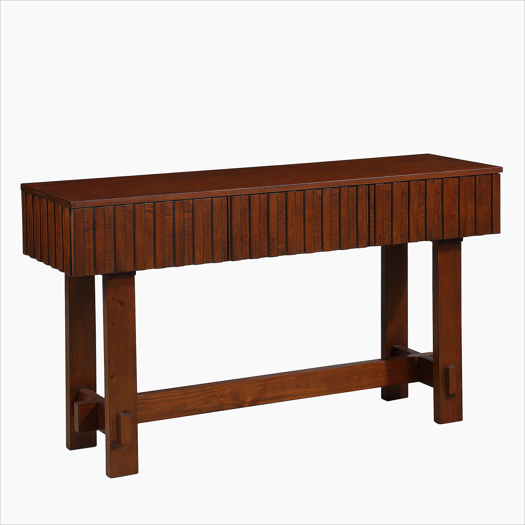 George Oliver 52 inch Sofa Table with Storage Drawers, Mid Century ...