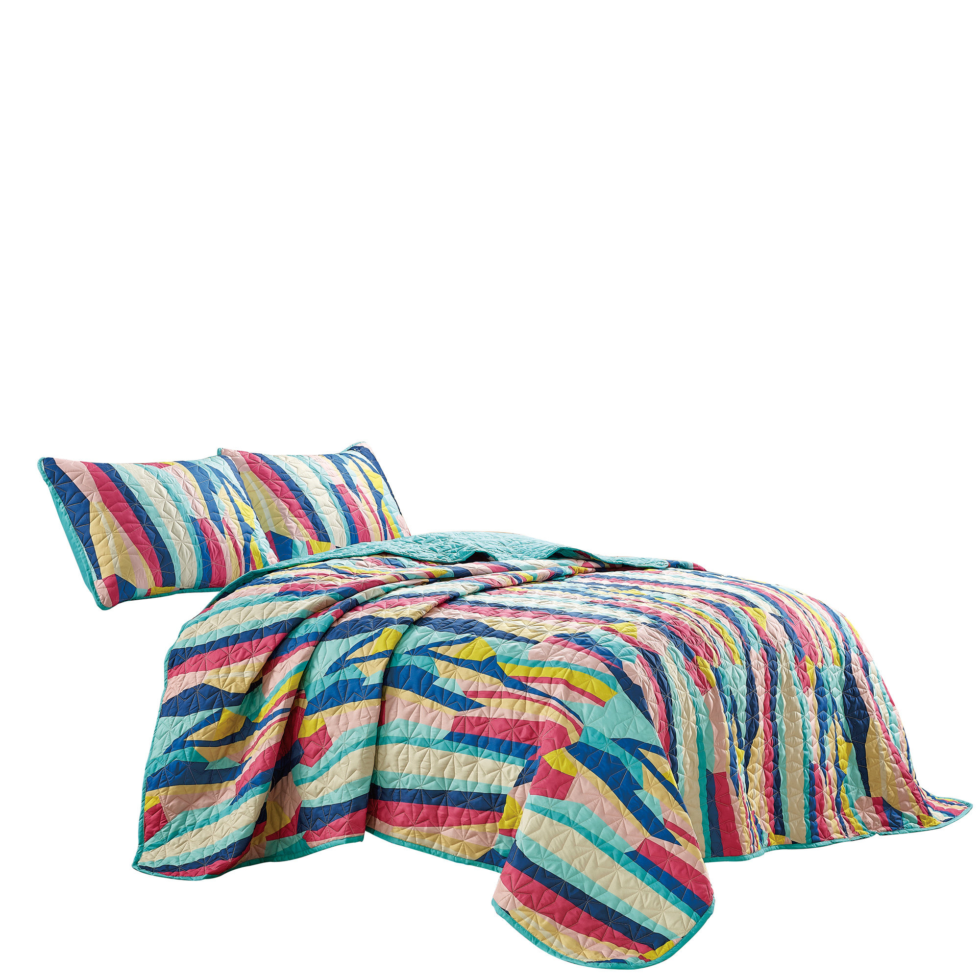 ESCA Blue/Pink/Turquoise 3 Piece Bedspread Set | Wayfair