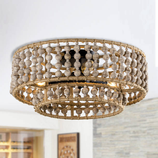 Langley Street Heald 4-Light Beads White/Brown Finish Dimmable Pendant ...