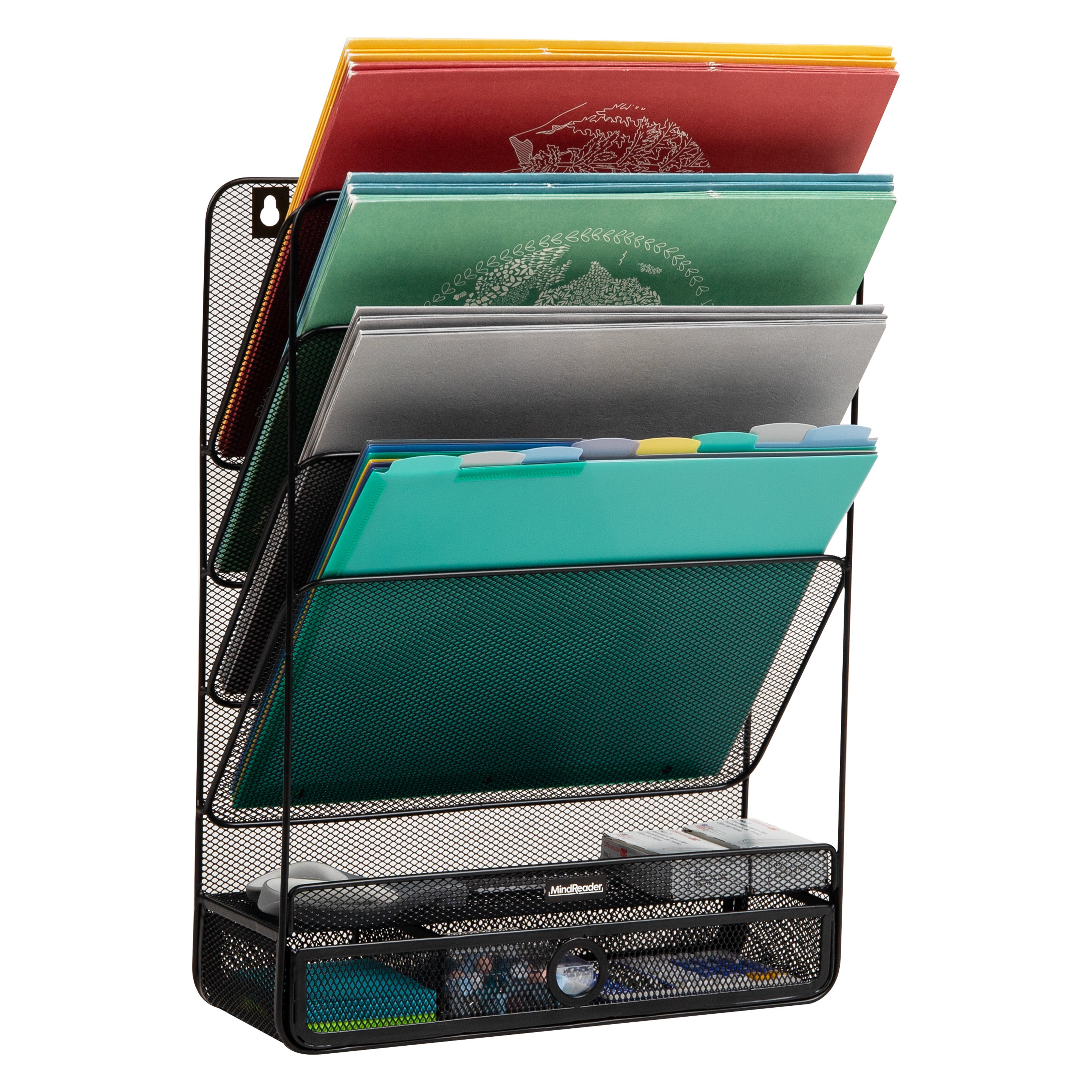 Mind Reader 4-Tier Vertical File Storage and Shelves, Desktop Organizer ...