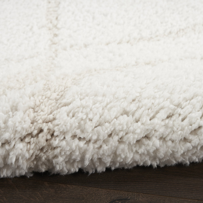 Wrought Studio™ Modern Shag 5'3" x 7' Ivory Beige Modern Indoor Rug ...