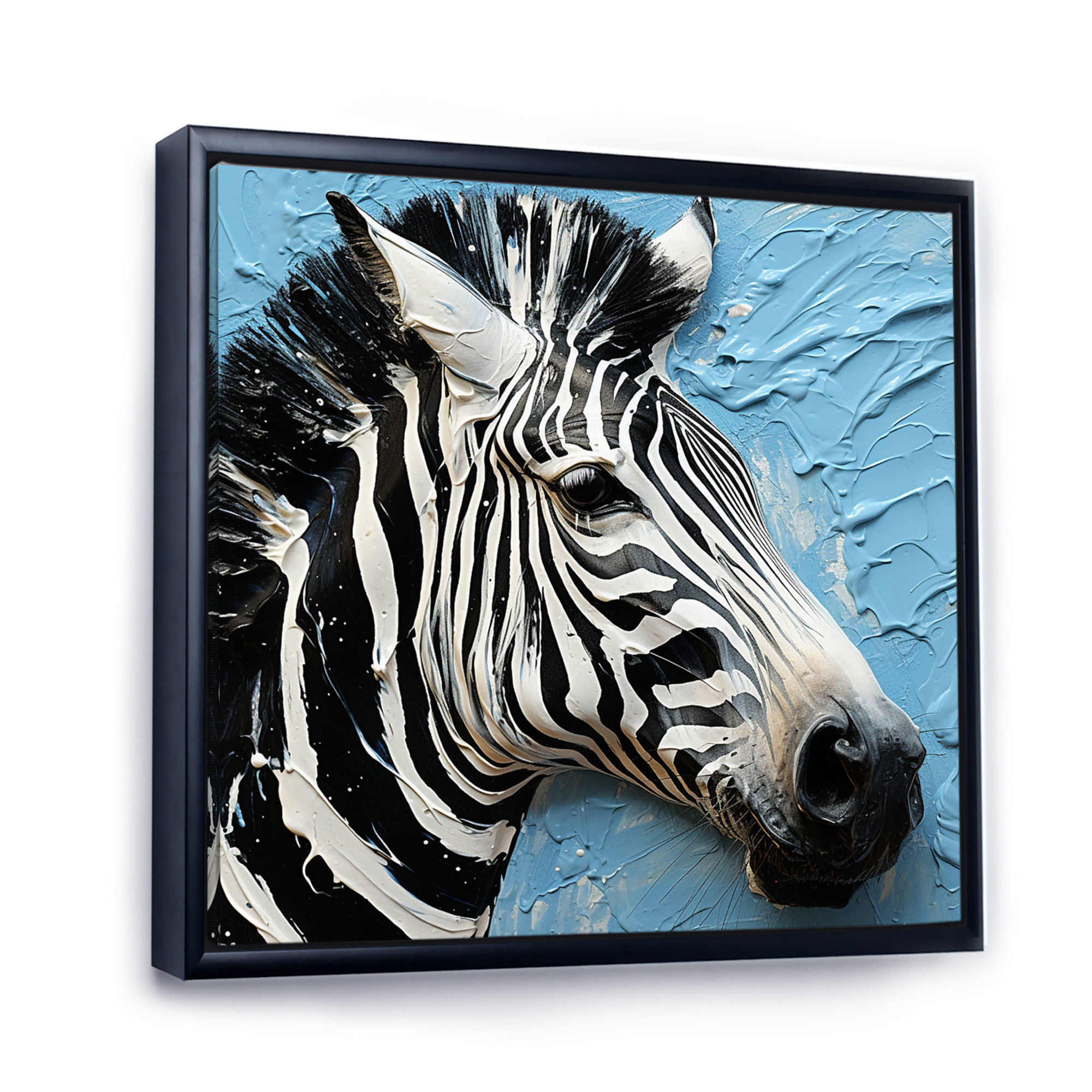 Design Art White Blue Zebra Collage Framed On Canvas Print - Wayfair Canada