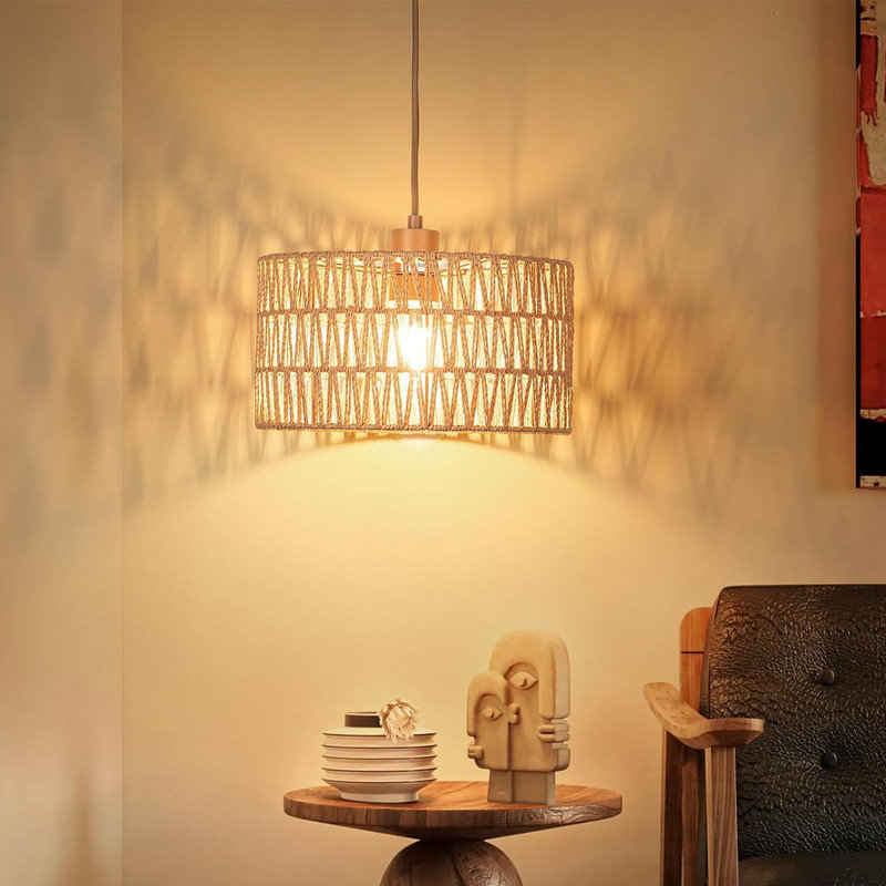 Bay Isle Home™ Boho Hanging Lights with Paper Woven & Fabric 2 in 1 ...