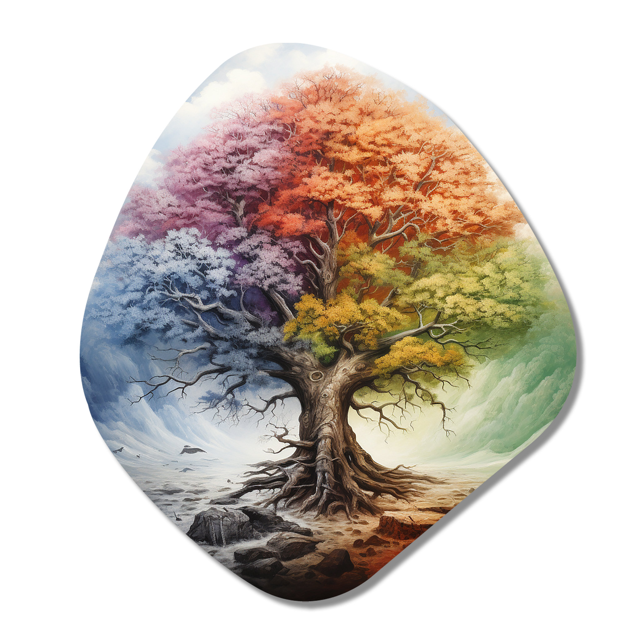 Design Art Tree Of Life All Seasons I - Landscape Trees Nebula Shape ...