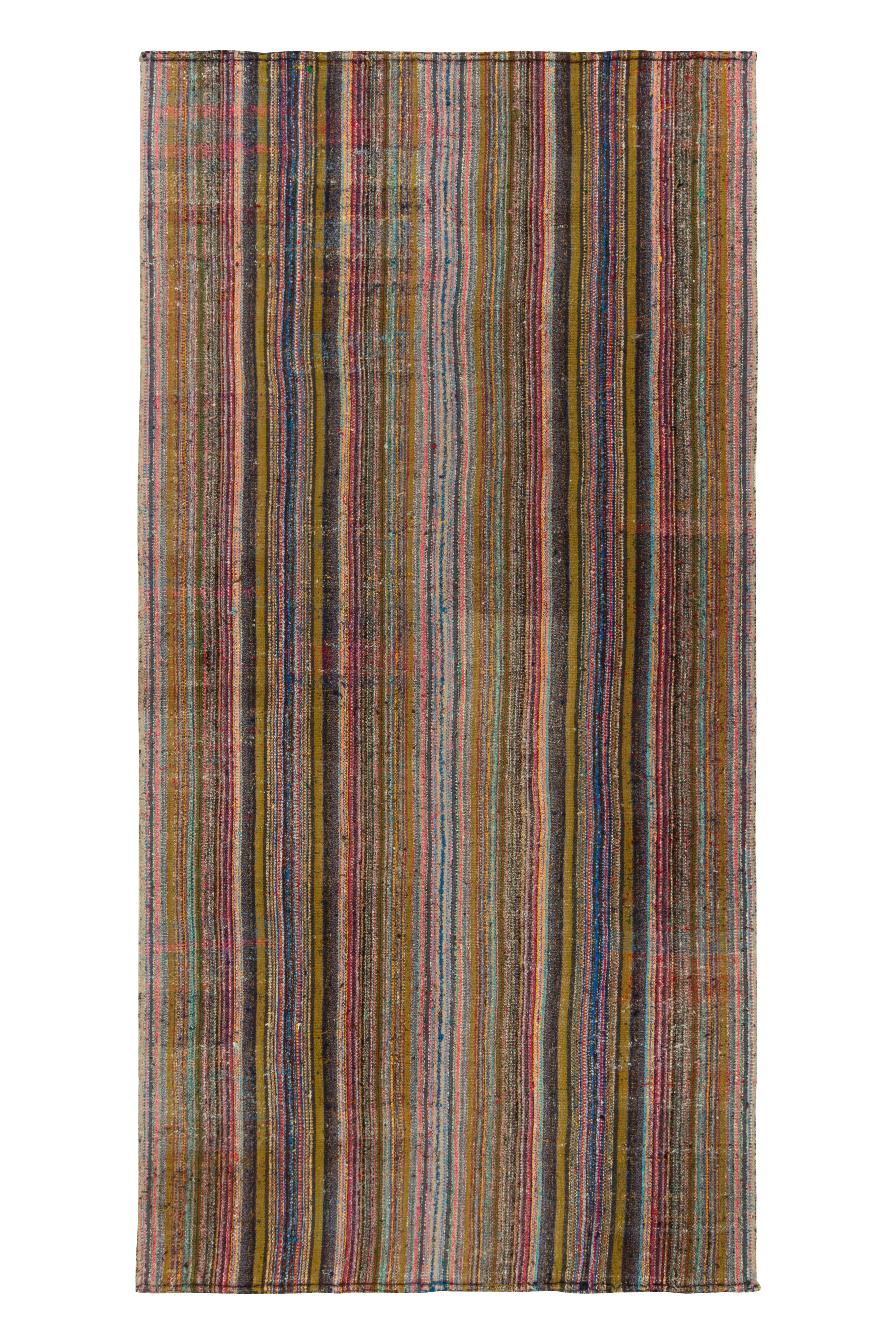 Rug & Kilim Chaput One-of-a-Kind 1950s Vintage in Green/Blue/Pink ...