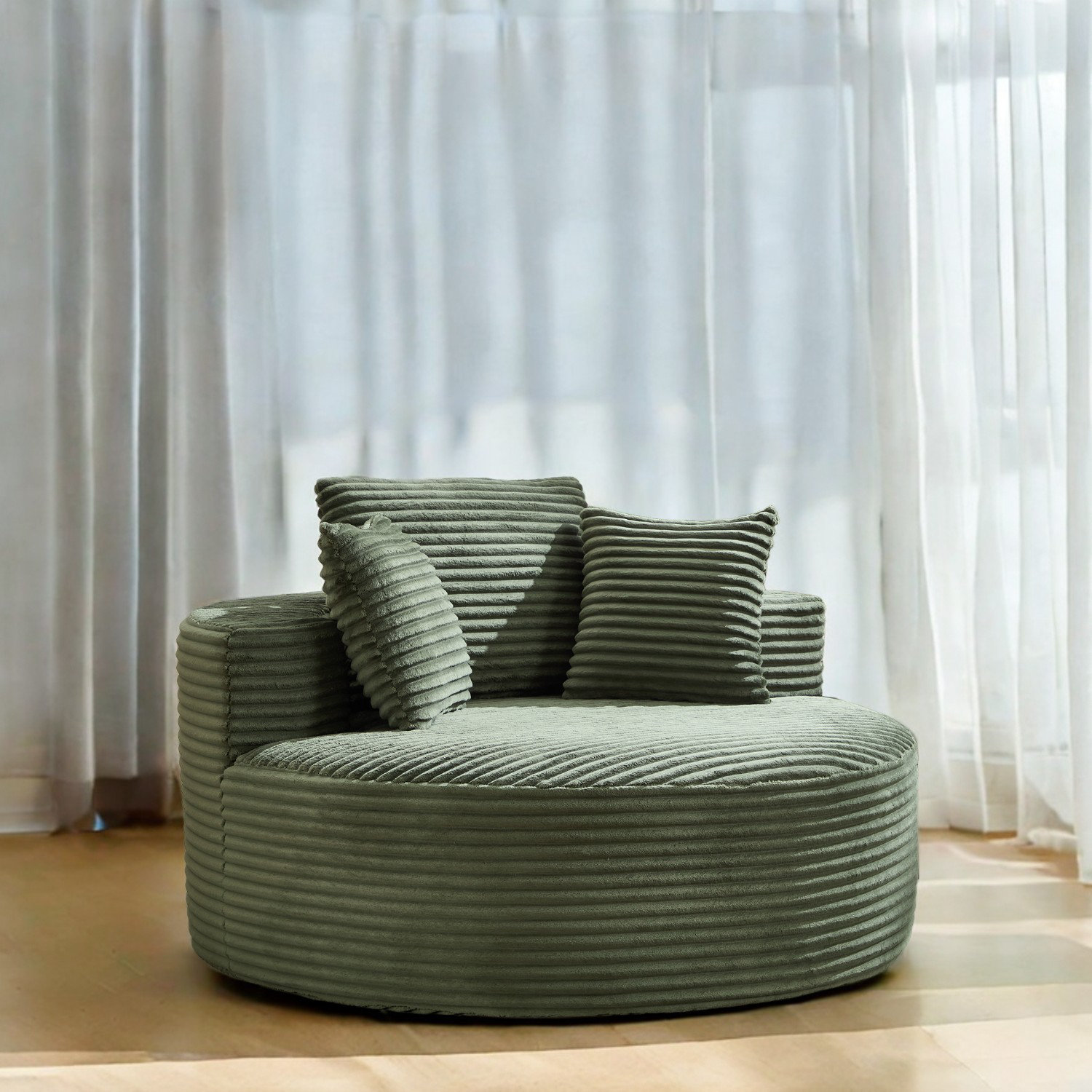 George Oliver Round Sofa Bed With Memory Foam Sectional Couches For ...