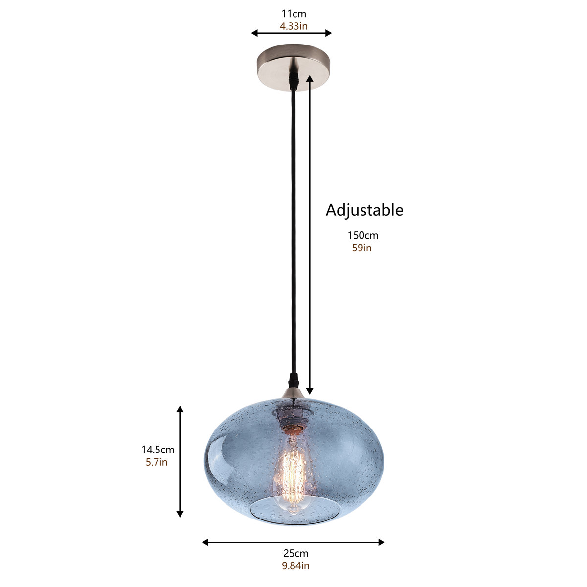 Beachcrest Home™ Margery 1 - Light 9.84 inch Blue Glass Shade Single ...
