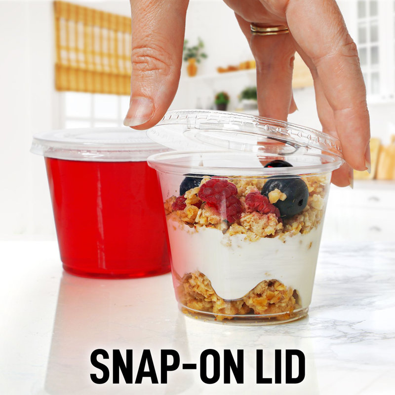 Zulay Kitchen Clear Jello Shot Cups with Lids (5.5 Ounce, 200 Cups ...