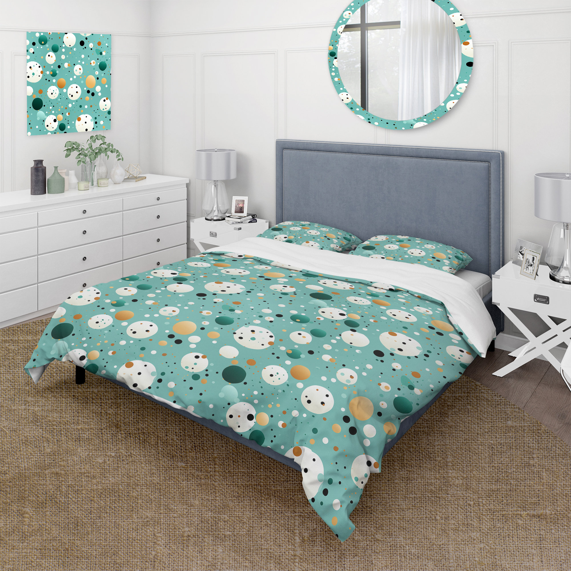 Design Art Coastal Tranquility Polka Dots Pattern II Duvet Cover Set ...