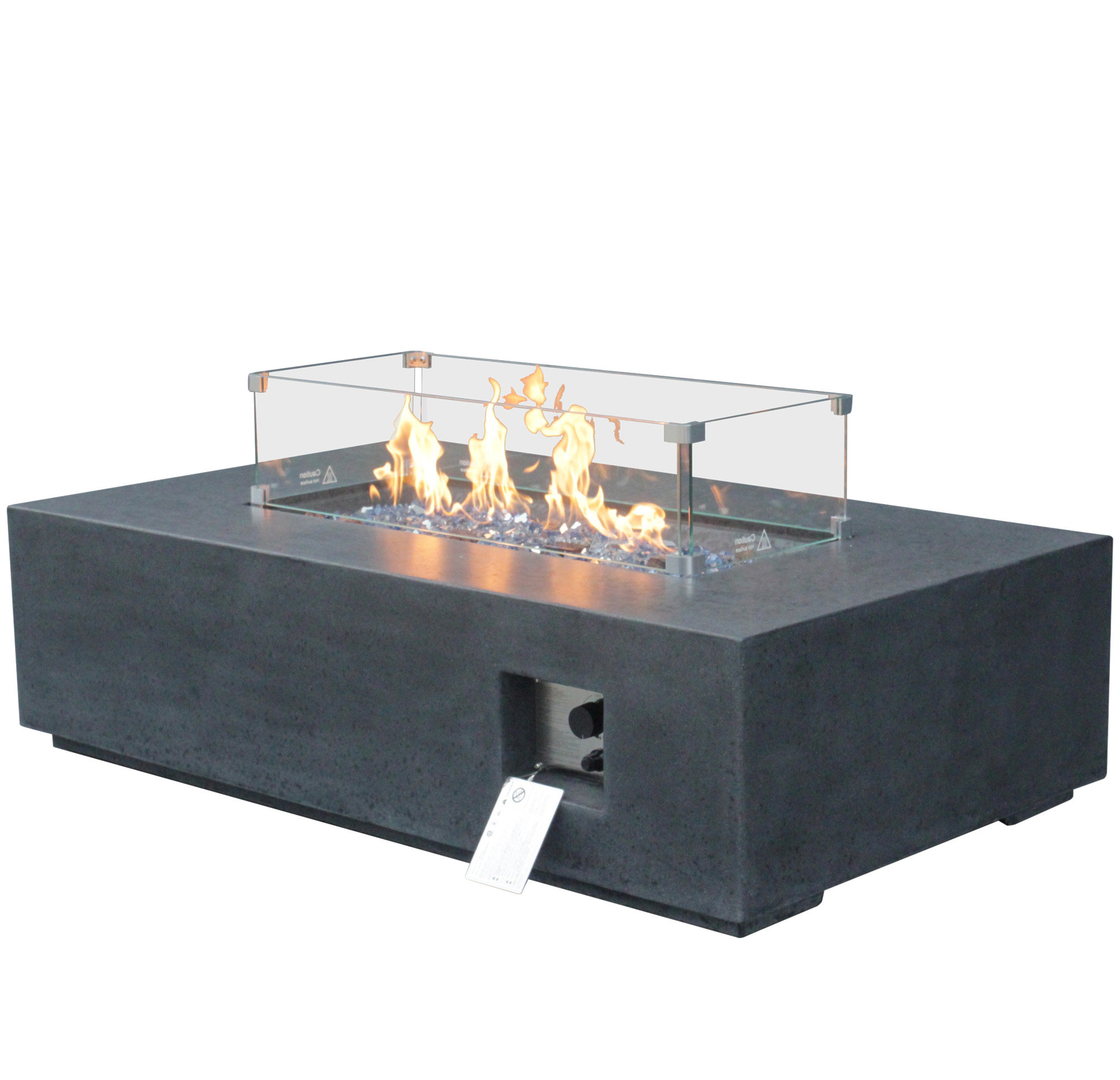 Latitude Run® 52 Inch Outdoor Concrete Propane Gas Rectangle Fire Pit ...