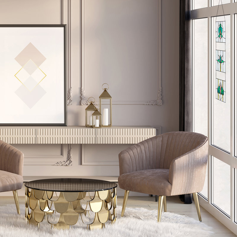 Winston Porter 29"H Art Deco Tryptic Stained Glass Window Panel ...