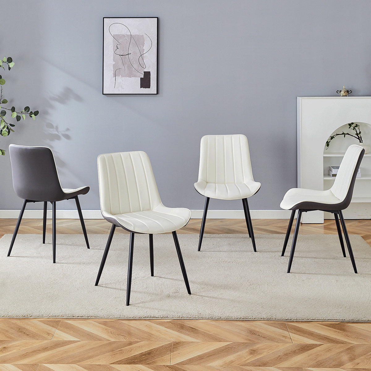 Latitude Run® Extended Seat Cushion PU Dining Chair Set - Four Pieces ...