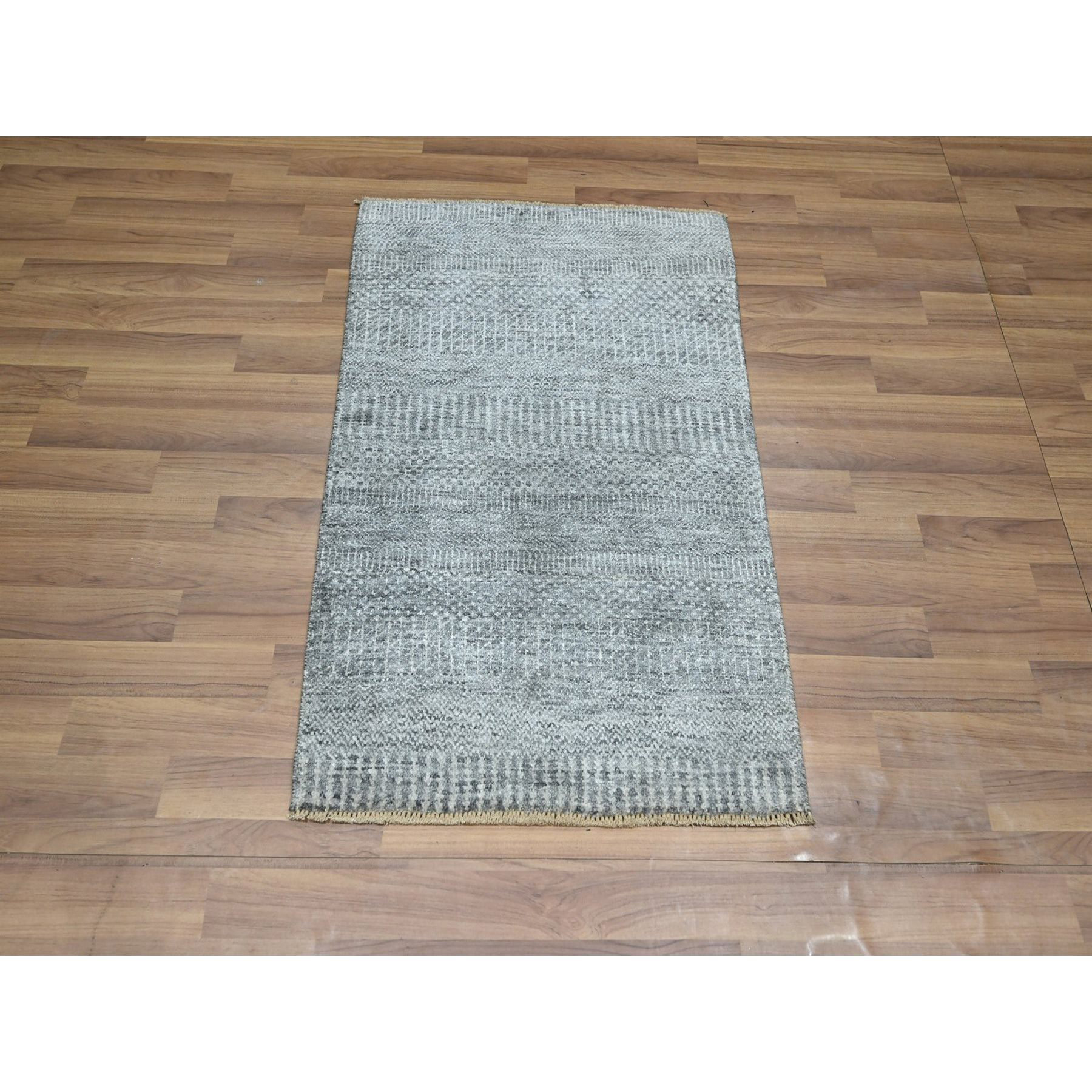 Latitude Run® 2'x3' Misty Gray, Tone on Tone, Modern Grass Design, Hand ...