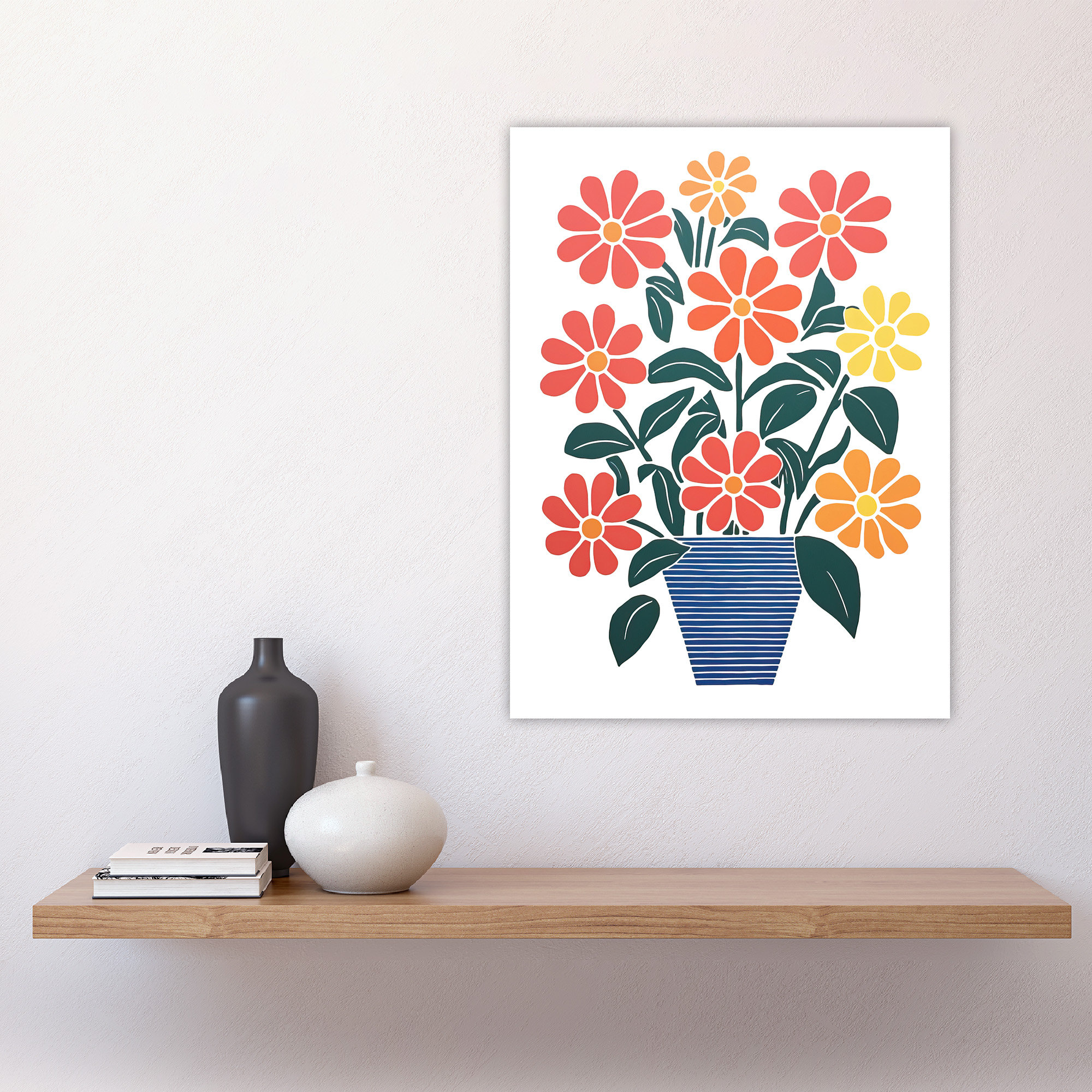 ClassicLiving Wall Art Print Simple Flat Flowers By Sofia Francis ...
