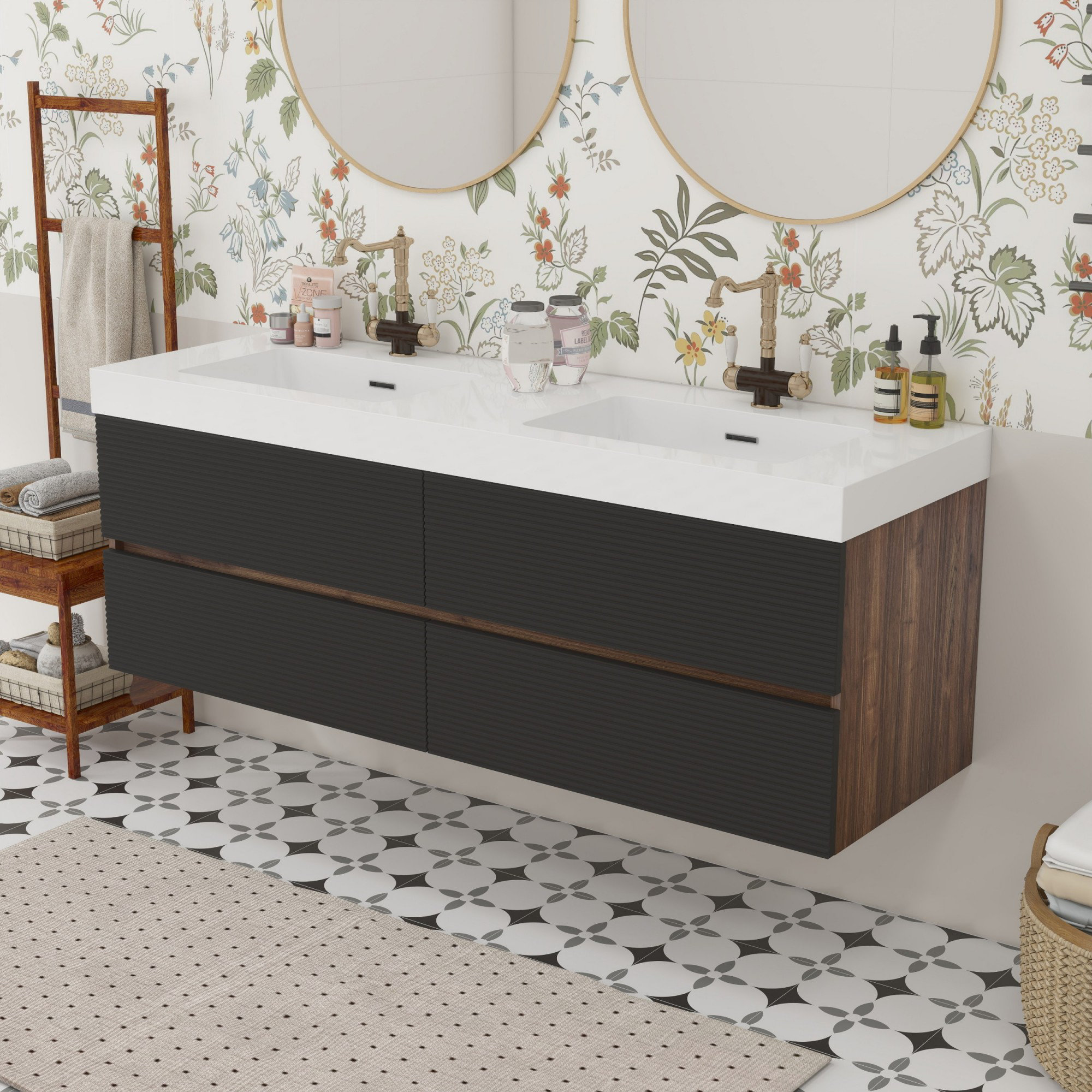 Brayden Studio® 60 Inch Wall Mounted Floating Bathroom Vanity | Wayfair