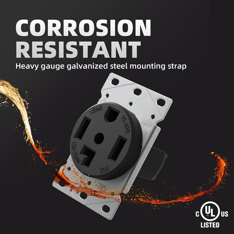 ELEGRP 30 Amp 125/250V, NEMA 14-30R Flush Mount Power Outlet, Straight ...