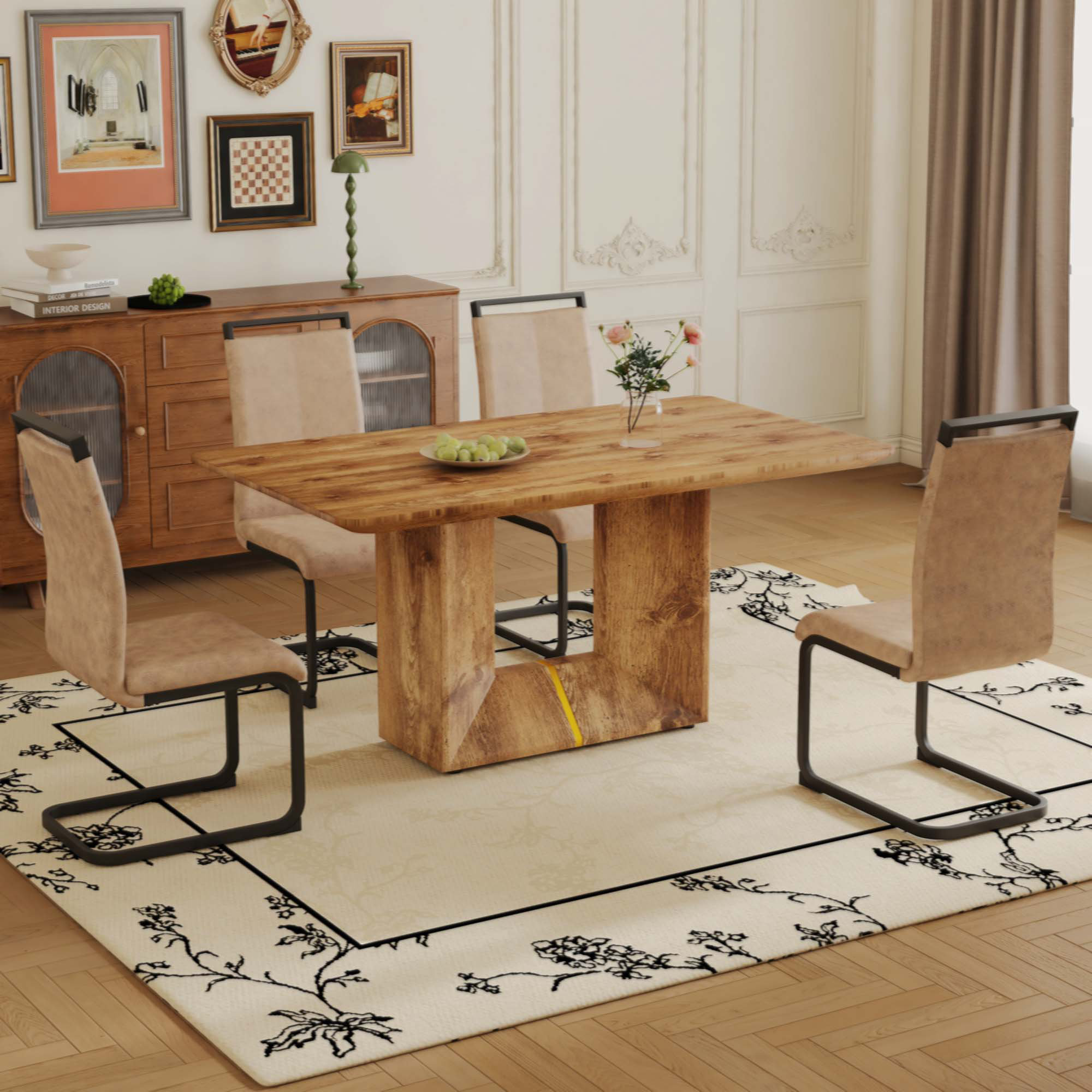 David Table And Chair Set. Modern Dining Table With MDF Top And ...