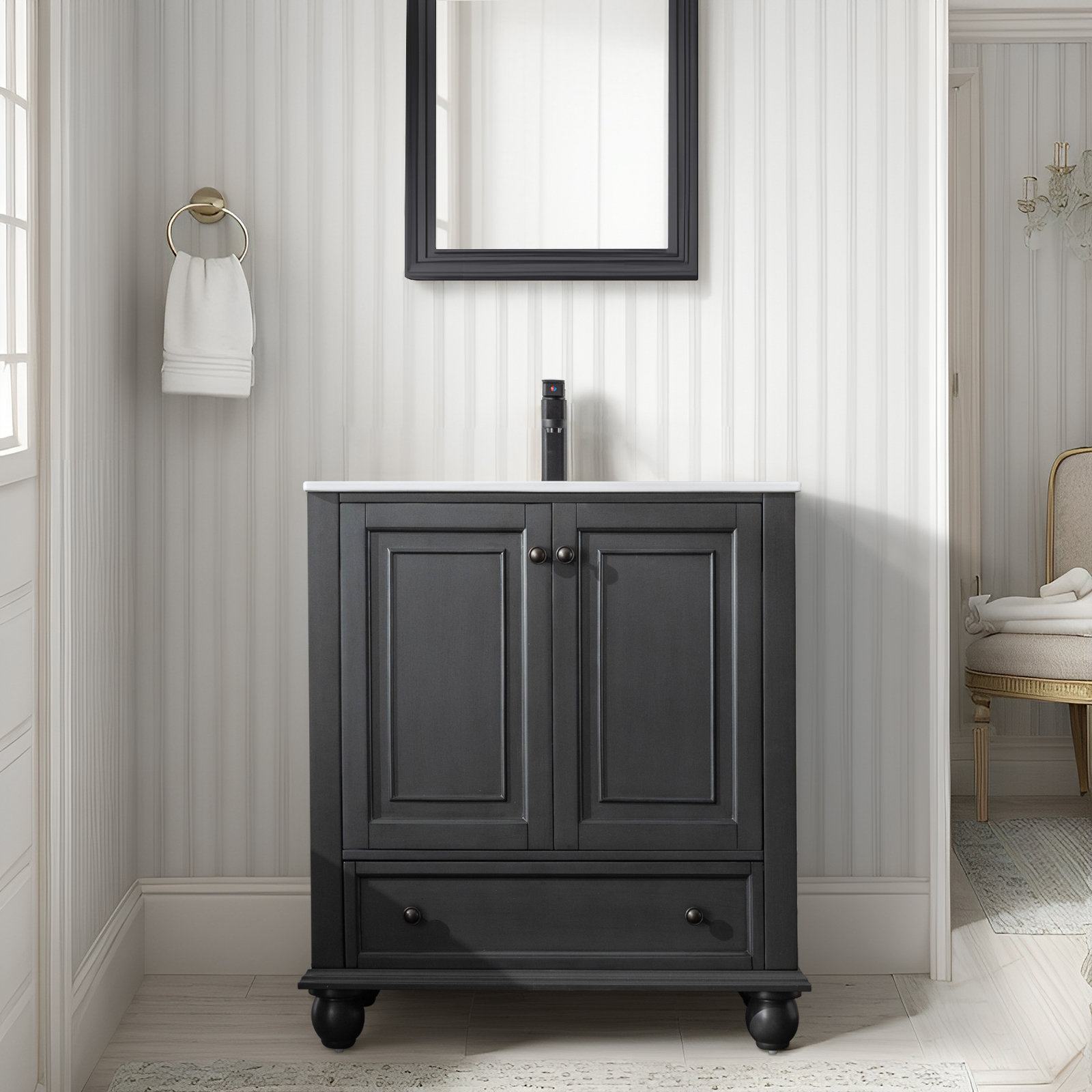 Lark Manor™ Ameetha 30" Single Bathroom Vanity with Ceramic Sink Top ...