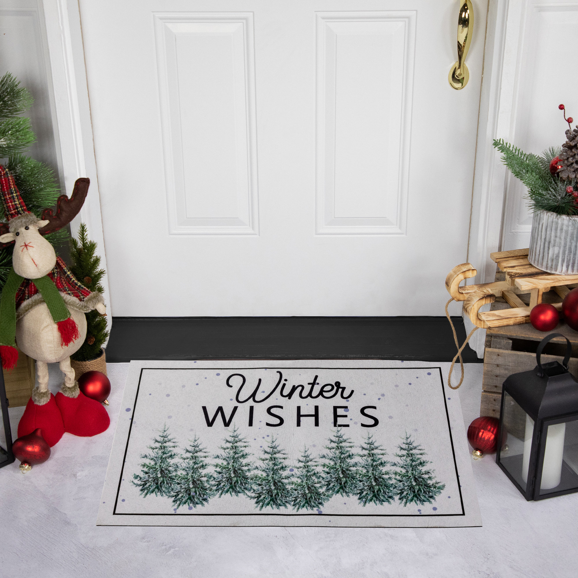 Northlight Seasonal Winter Wishes Christmas Doormat 29" X 17" | Wayfair