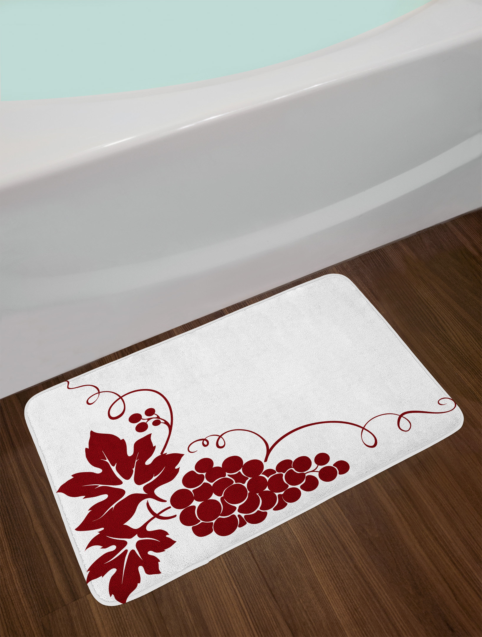 East Urban Home Grape Plush Bath Mat, Grape and Leaf Curlicue Stalk, 30 ...