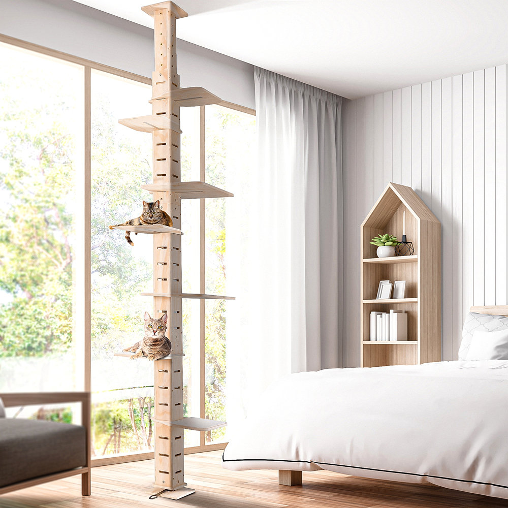 Corrigan Studio® 9' Adjustable Height Floor-To-Ceiling Cat Tree, Multi ...