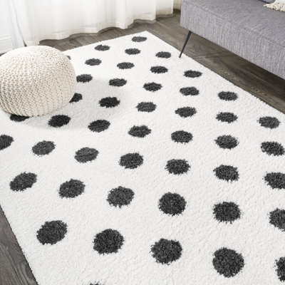 AllModern Lexy Polka Dots Handmade Tufted Cotton/Wool Area Rug in Ivory ...