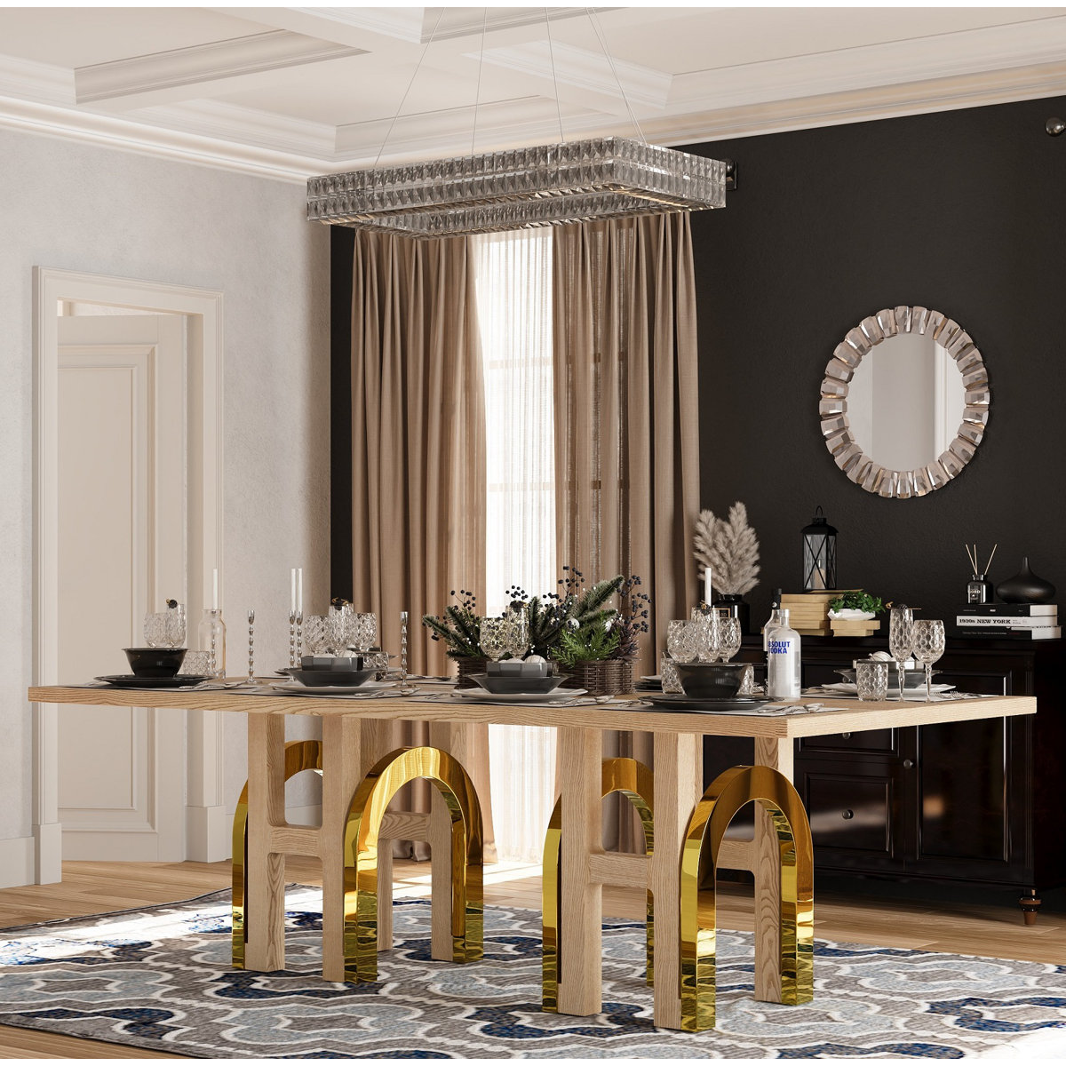 Everly Quinn 94" Farmhouse Solid Wood Dining Tables For 6-10,Large Long ...